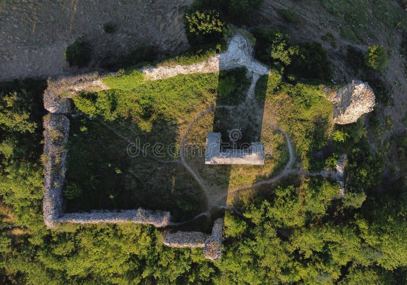 Top View of Ruins in the Middle of Fields Stock Photo - Image of stone ...