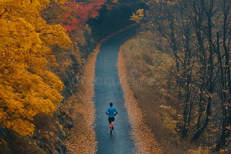 Top View of Running Man in Autumn Park Stock Illustration ...