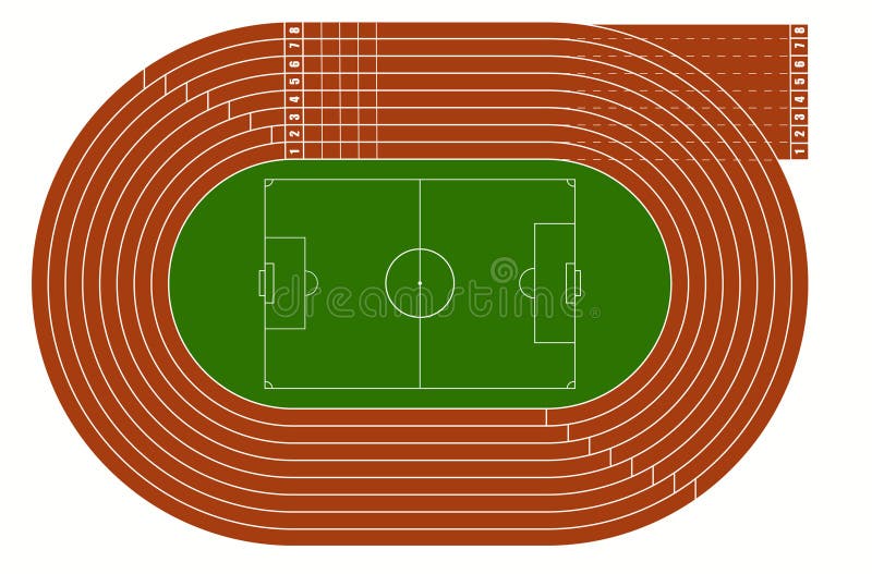 Top View of Running Track and Soccer Field on White Background Vector ...