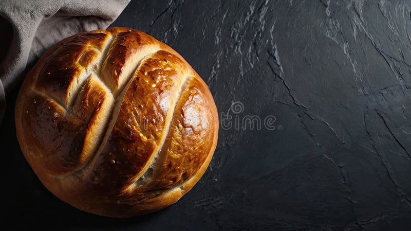 Top View of Rustic Round Bread Stock Illustration - Illustration of ...