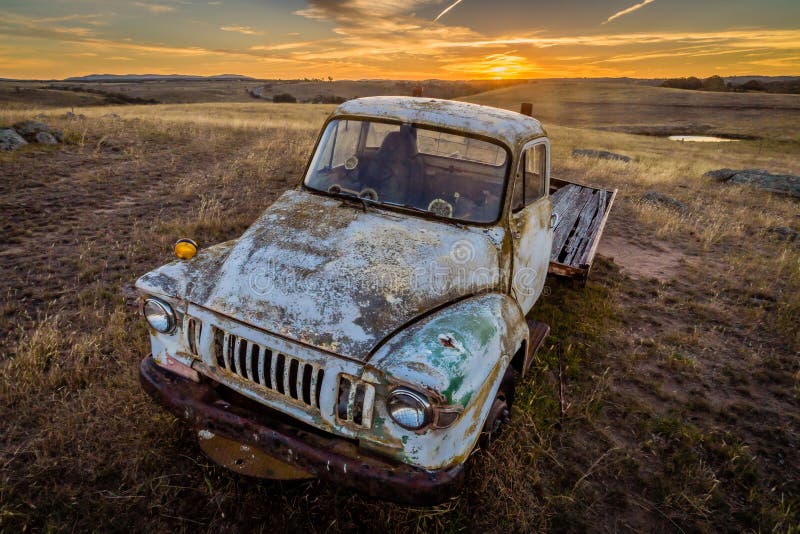 Top View of a Rusty Car Wreck at Sunset in Australia Stock Photo ...