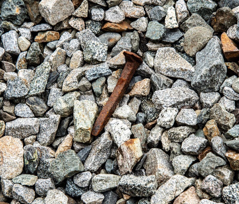 Top View of a Rusty Spike on Pebbles at Alaska Railroad Stock Image ...