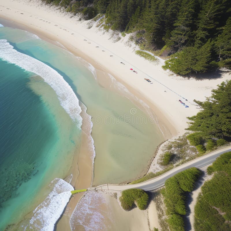 Top View of Sand Beach with Beach Hat Stock Illustration - Illustration ...