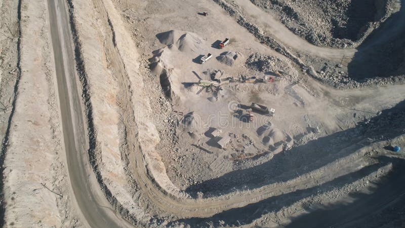 Top View of Sand Quarry with Excavators. Shot. Open Pit Mining ...