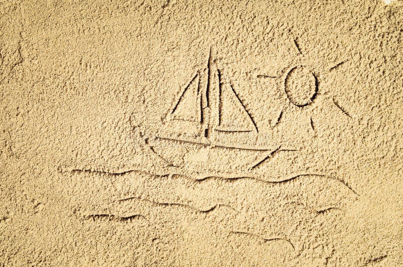 Top View of Sandy Beach Drawing. Background with Copy Space Stock Photo ...