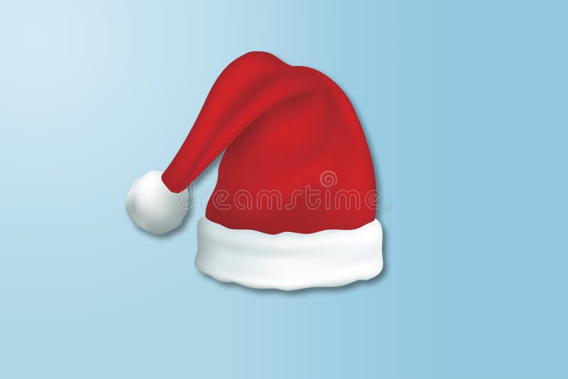 Top View of Santa Clause Hat on Blue Background Stock Illustration ...