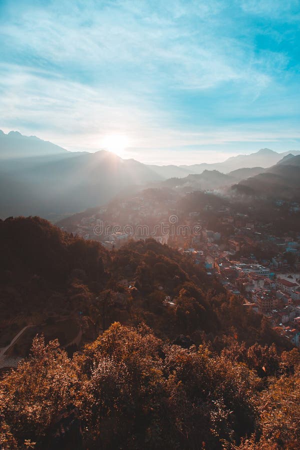Top View Sapa Lake and Town in Sapa, Vietnam Stock Photo - Image of ...