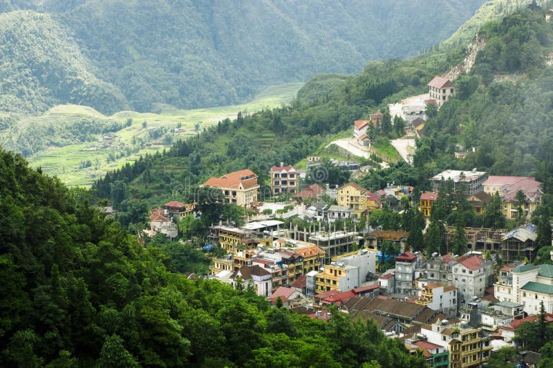 Top view of Sapa, Vietnam stock image. Image of traffic - 20349735