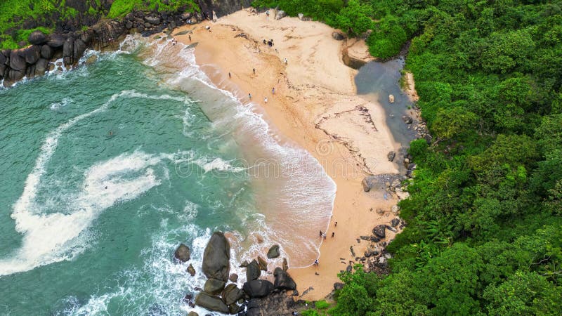 Top View of a Scenic Beach with Rocks and Trees Stock Photo - Image of ...