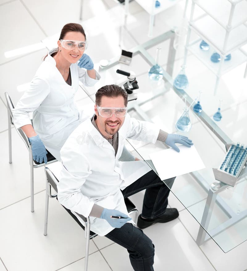 Top View.scientists at the Laboratory Table Stock Photo - Image of ...