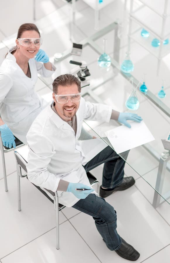 Top View.scientists at the Laboratory Table Stock Image - Image of ...