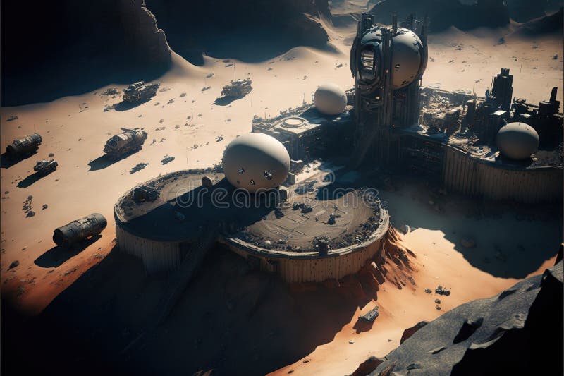 Scifi Moon Base with Futuristic Advance Structure Design on Alien ...