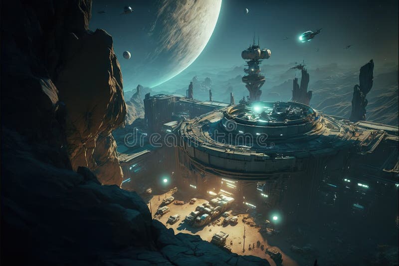 Scifi Moon Base with Futuristic Advance Structure Design on Alien ...