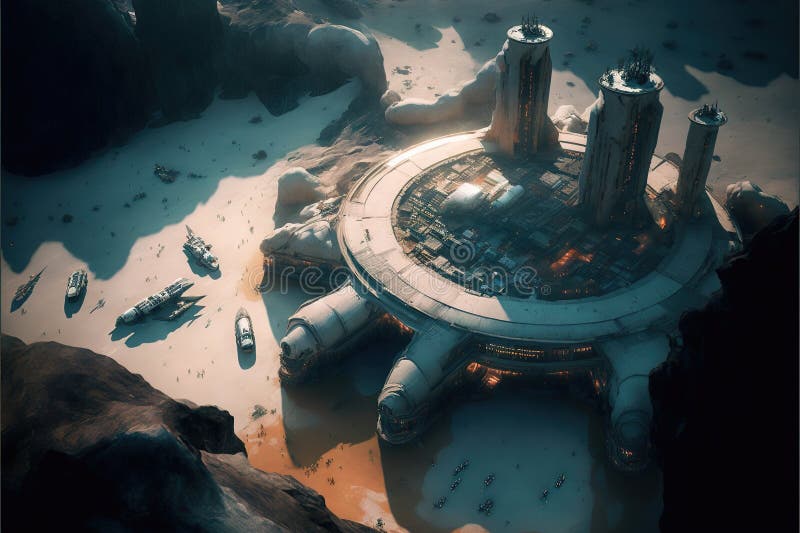 Scifi Moon Base with Futuristic Advance Structure Design on Alien ...