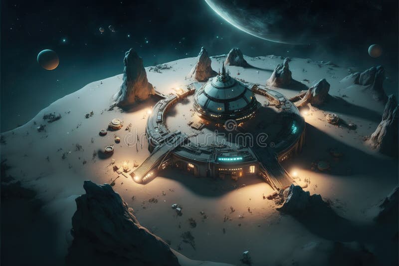 Scifi Moon Base with Futuristic Advance Structure Design on Alien ...