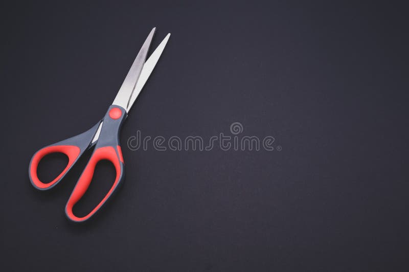 Top View of Scissors Isolated on a Black Background Stock Photo - Image ...