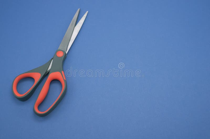 Top View of Scissors Isolated on a Blue Background Stock Image - Image ...