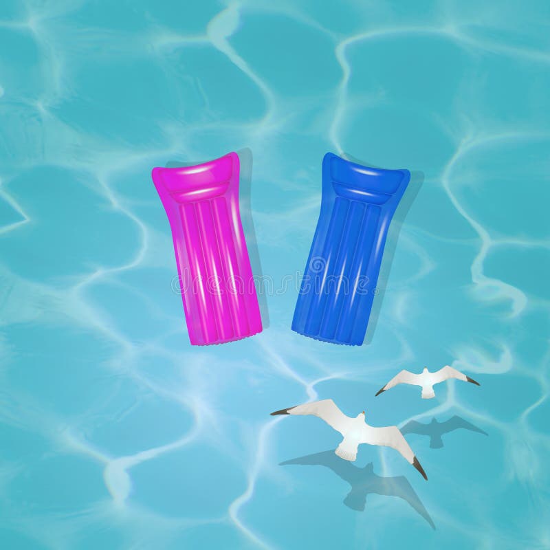 Top View of Sea Bed with Inflatables Mattresses Stock Illustration ...