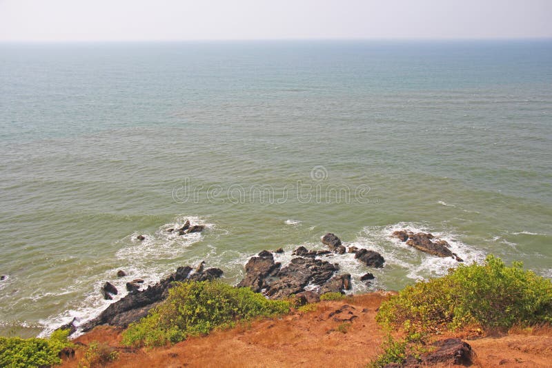 Top View of the Sea and Rocks. India, GOA Stock Image - Image of ...