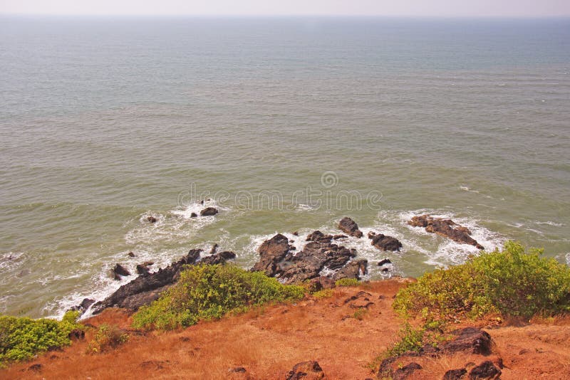 Top View of the Sea and Rocks. India, GOA Stock Image - Image of edge ...