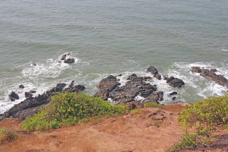 Top View of the Sea and Rocks. India, GOA Stock Image - Image of season ...