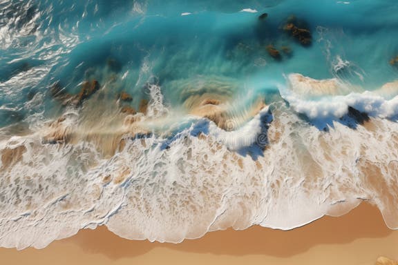 Top View of the Sea Surf on a Sandy Beach Stock Illustration - Illustration of waves, natural ...