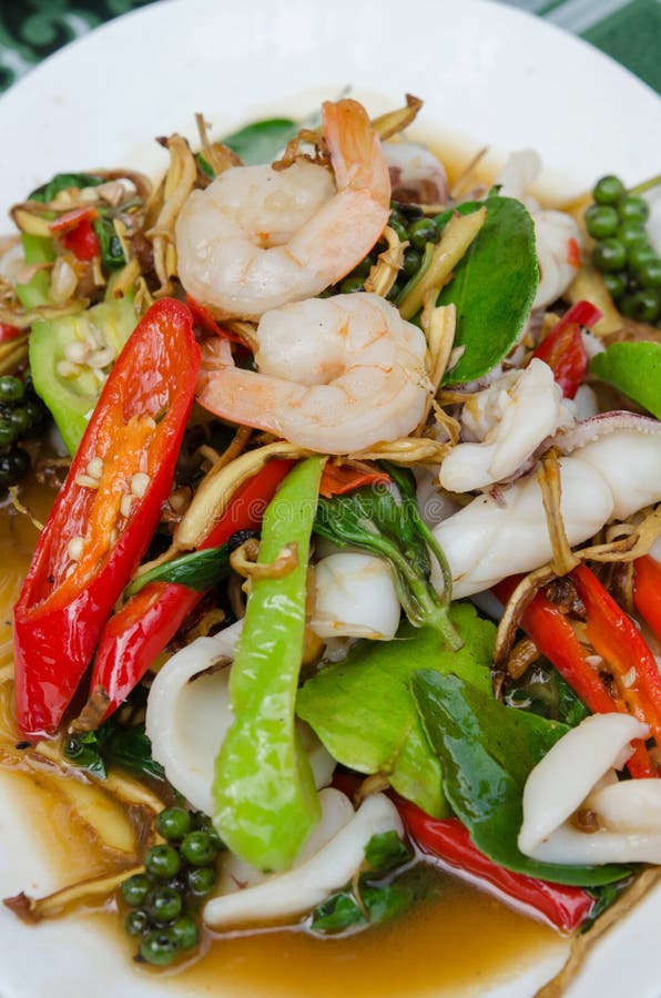 Top view seafood stock image. Image of fried, dish, green - 45266565