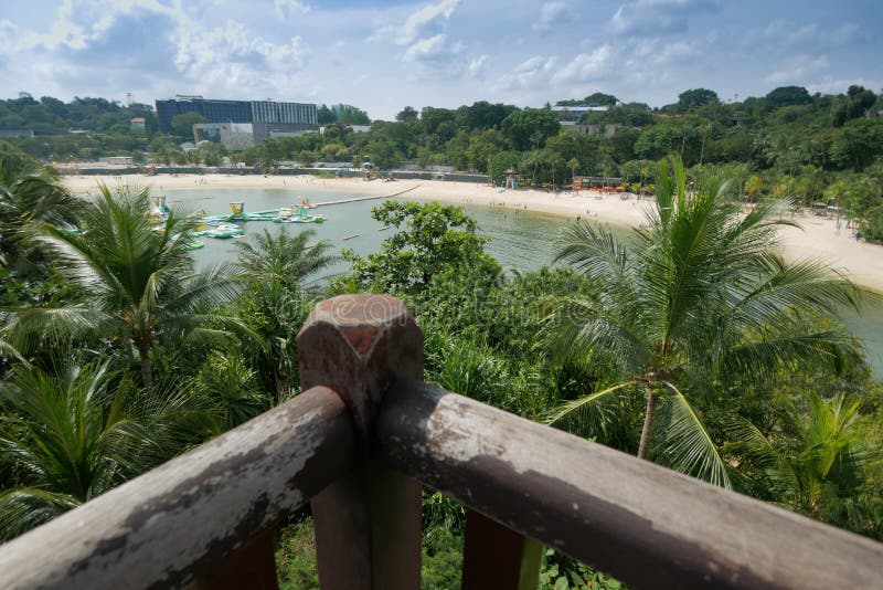 Top View of Sentosa Sea Sand Beach Stock Image - Image of famous ...
