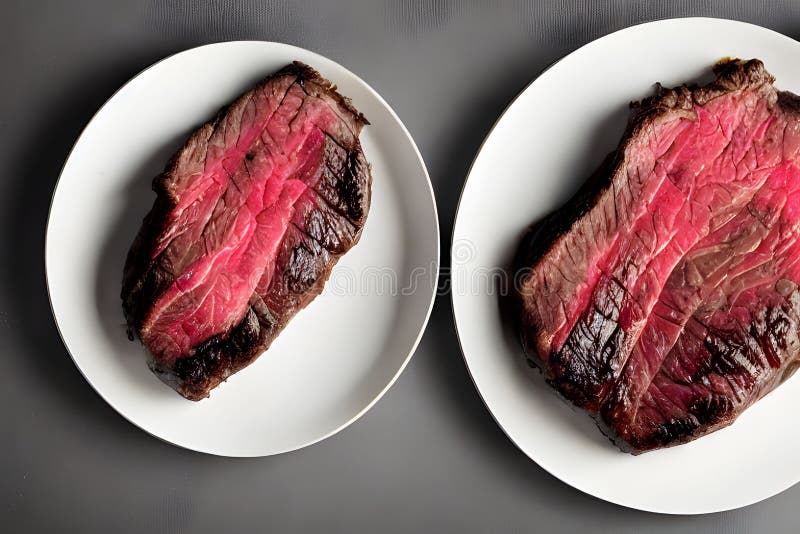 Top View of Servings of Medium Done Stakes Stock Image - Image of wood ...