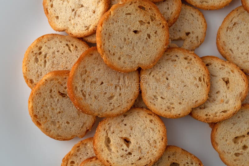 Top View of Sesame Round Melba Toast on a White Plate Stock Image ...