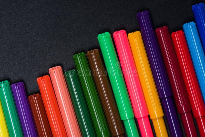 Top View of Set of Colorful Felt Tip Pens Stock Image - Image of ...