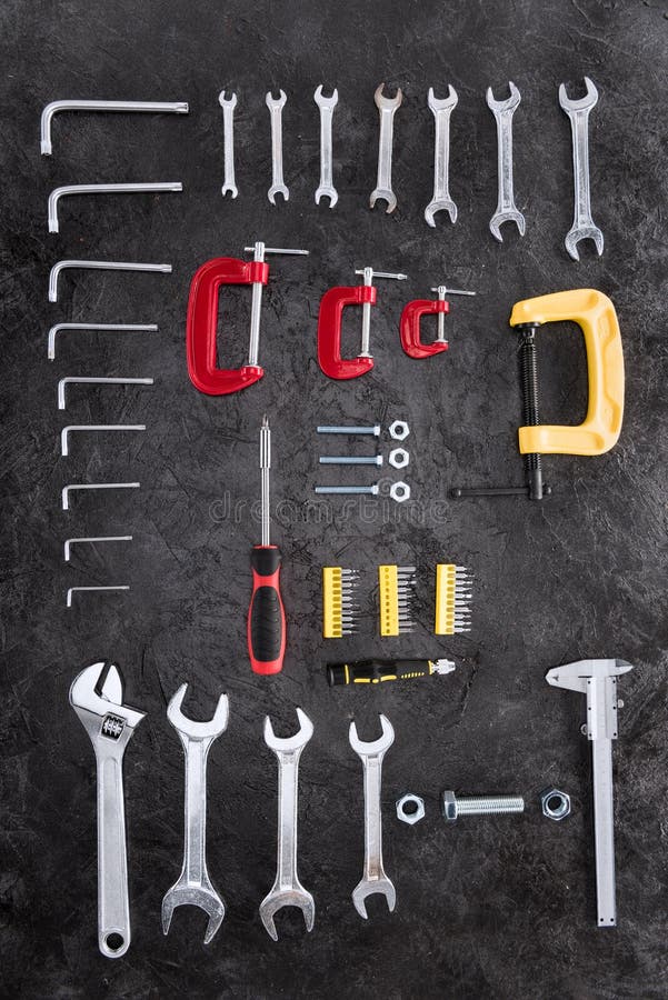 Top View of Set of Different Construction Tools Stock Image - Image of ...
