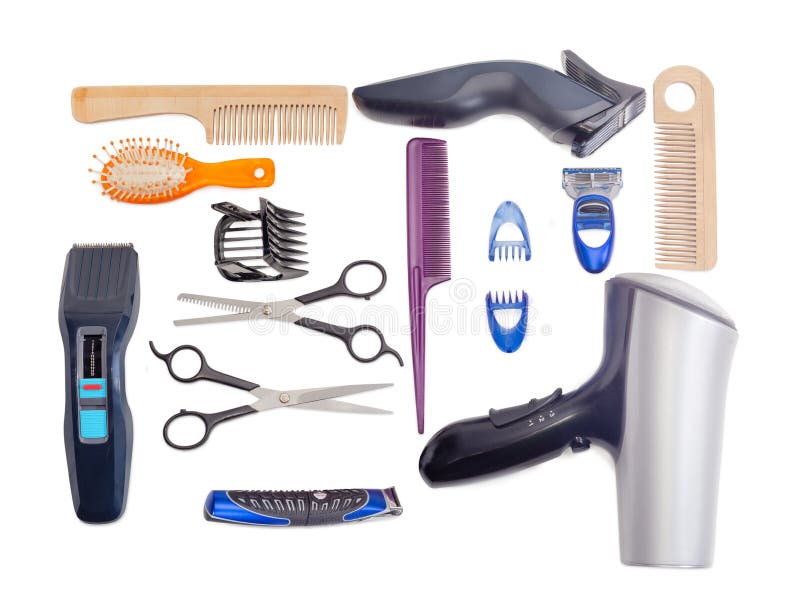 Set of Hairdressing Tools on a White Background Stock Image - Image of ...