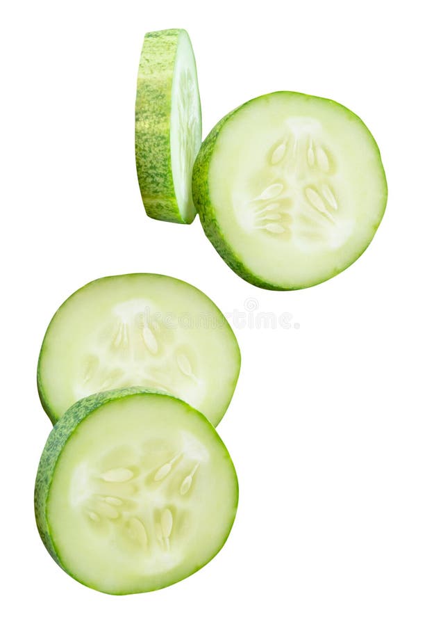 Top View Set of Fresh Green Cucumber Slices in Circle Shape in Stack ...