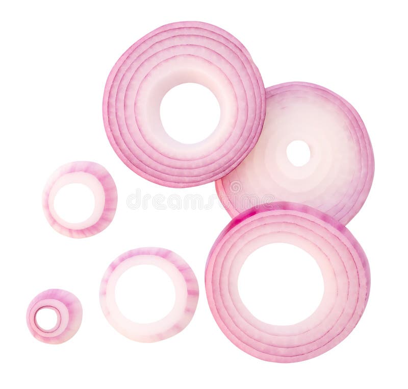 Top View Set of Fresh Red or Purple Onion Rings or Slices in Stack ...