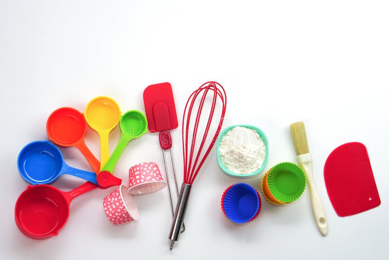 Set of Kitchen Utensils and Ingredients for Bakery. Materials or ...