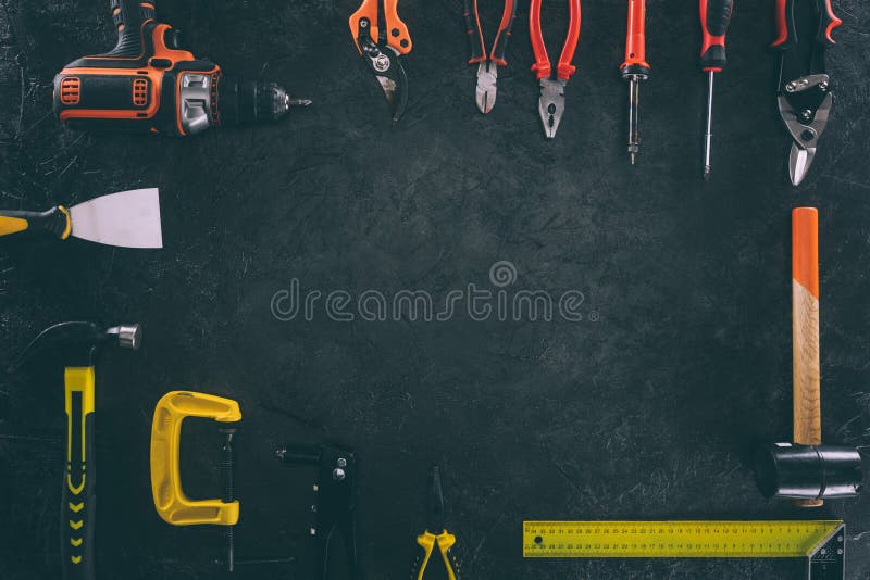 Top View of Set of Mechanical Equipment Stock Photo - Image of copy ...