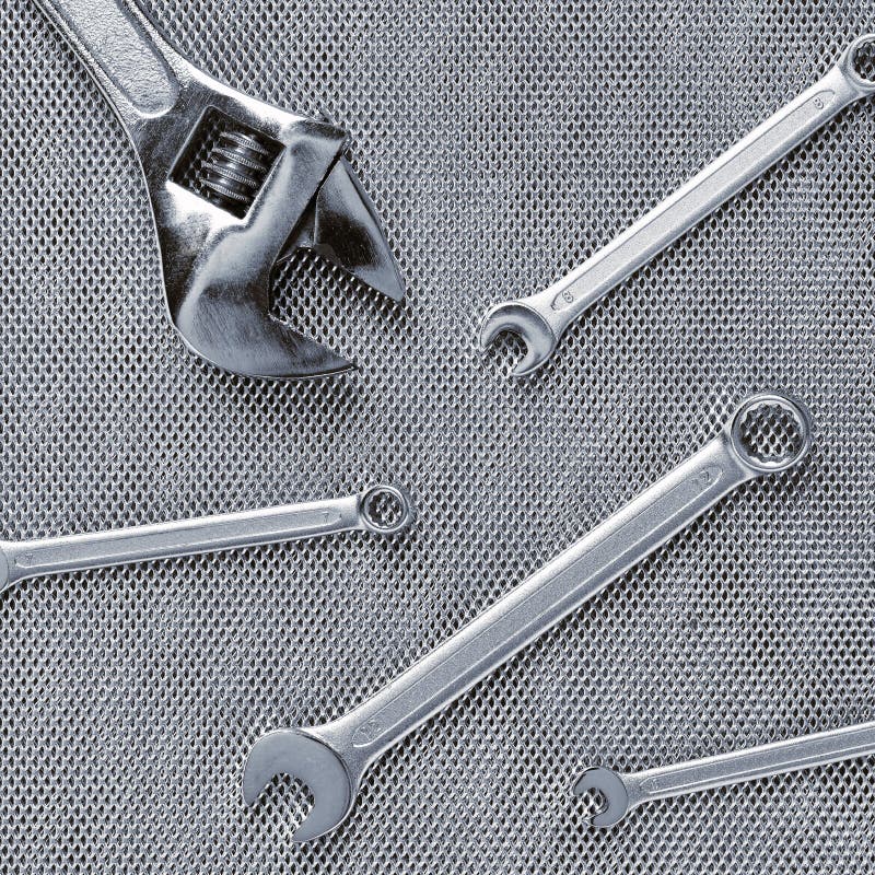 Top View Set of Open-end Wrenches Stock Photo - Image of white, shiny ...