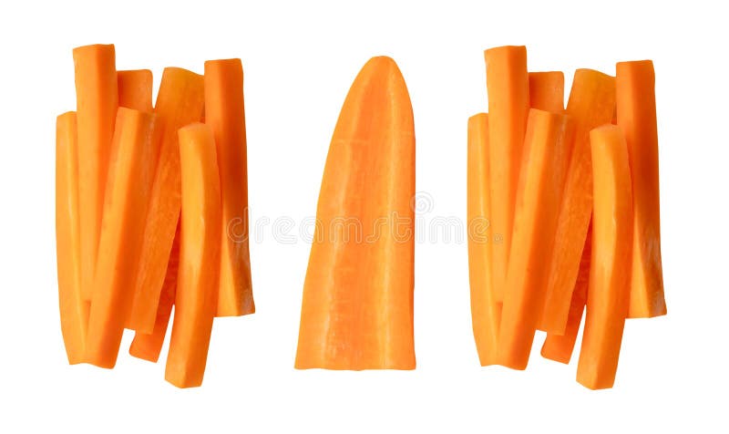 Top View Set Orange Carrot Slices Stick Shape Stacks Isolated White ...