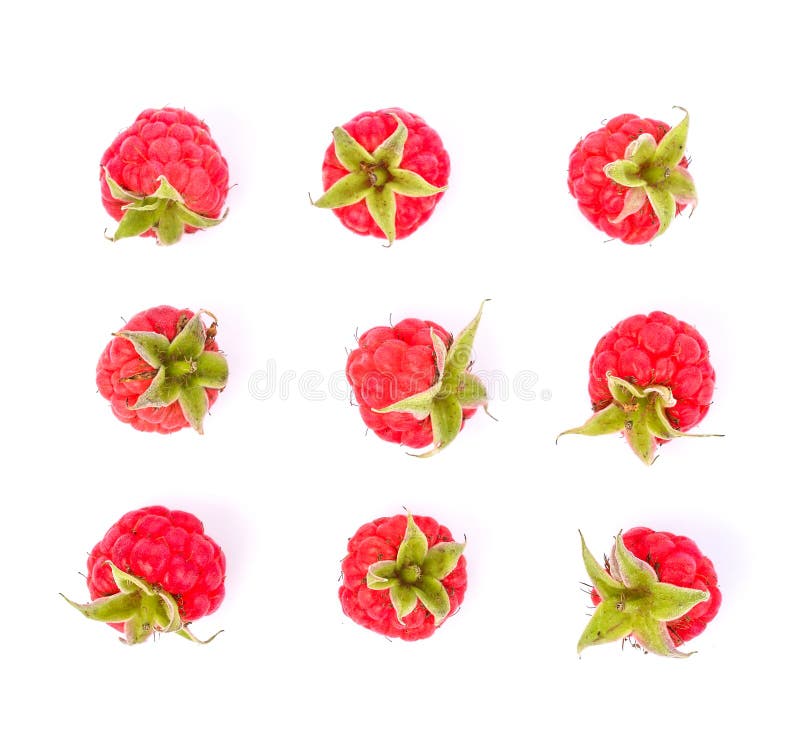 Top View of Raspberries Isolated on White Background Stock Photo ...