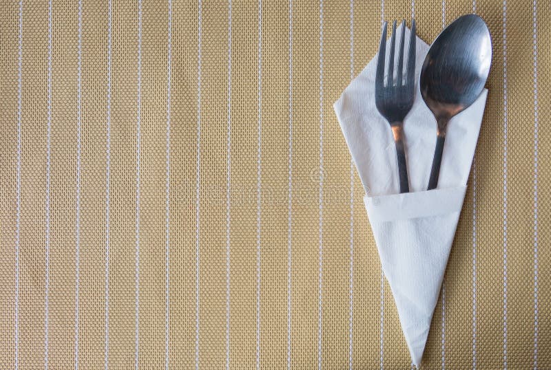 Top View Set Spoon and Fork are Placed on the Table Stock Photo - Image ...