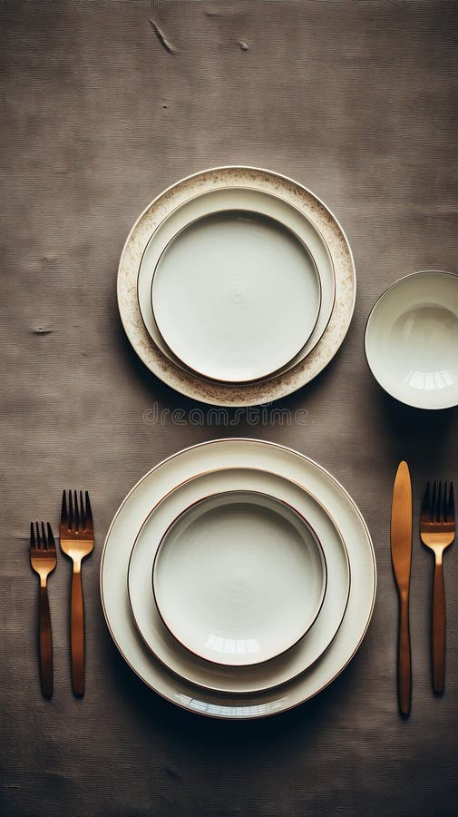 Top View of a Set Table with Empty Plates and Glasses Stock ...
