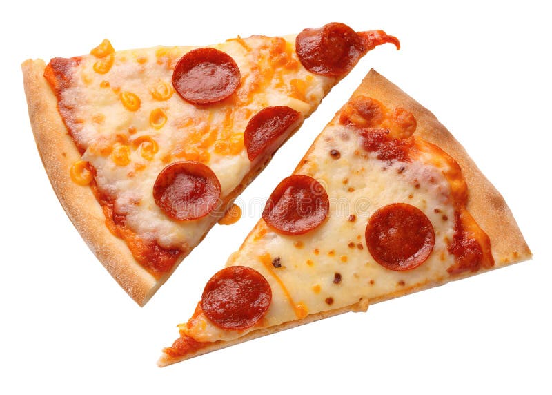 Top View Set of Two Pieces of Pizza Tomato Isolated on White Background ...