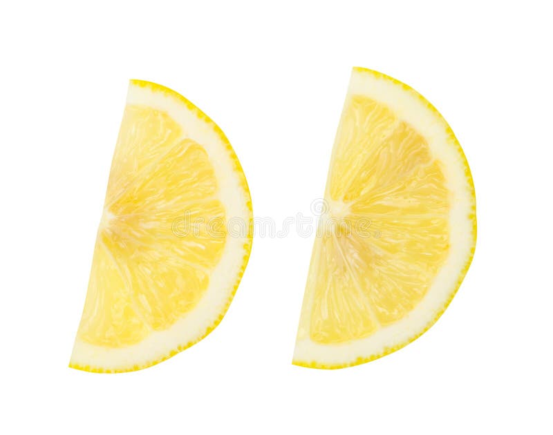 Top View Set of Yellow Lemon Slices or Quarters Isolated on White ...