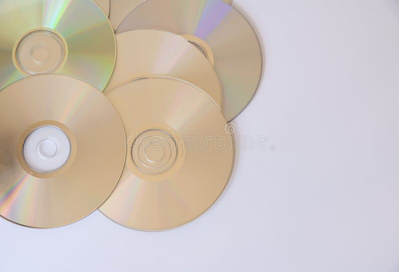 Top View of Several CDs on a White Background Stock Photo - Image of ...