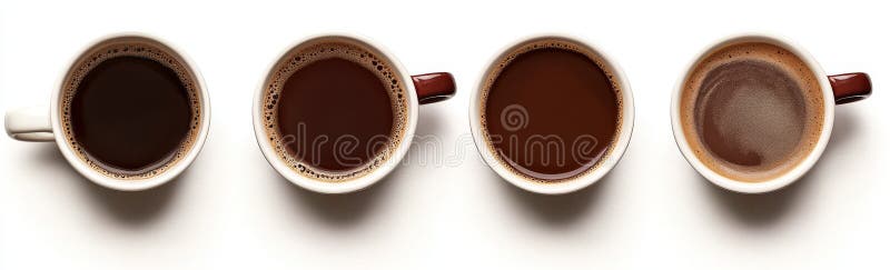 A Top View of Several Cups of Coffee with Different Flavors on a ...