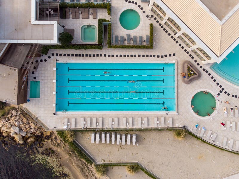 Aerial Top View of Several Pools in the Spa Center Stock Image - Image ...