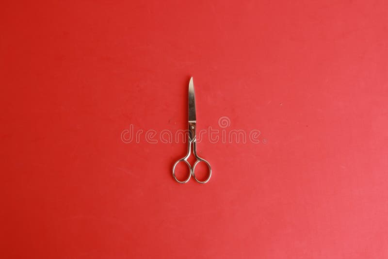 Top View of the Scissors on the Yellow Surface Stock Image - Image of ...