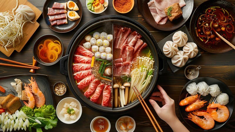 Top View of Shabu Hotpot Set Shabu of Hotpot Japanese. AI Generative ...