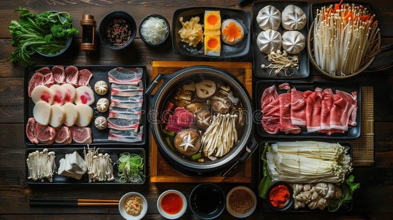 Top View of Shabu Hotpot Set Shabu of Hotpot Japanese. AI Generative ...